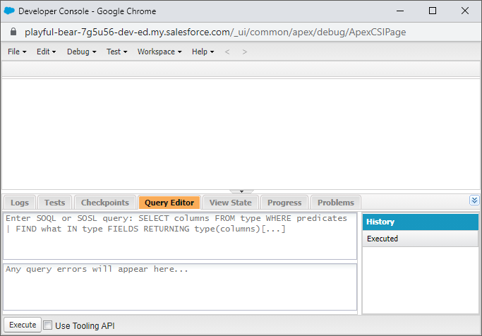 Error Handling: "The Developer Console didn't set the DEVELOPER_LOG ...
